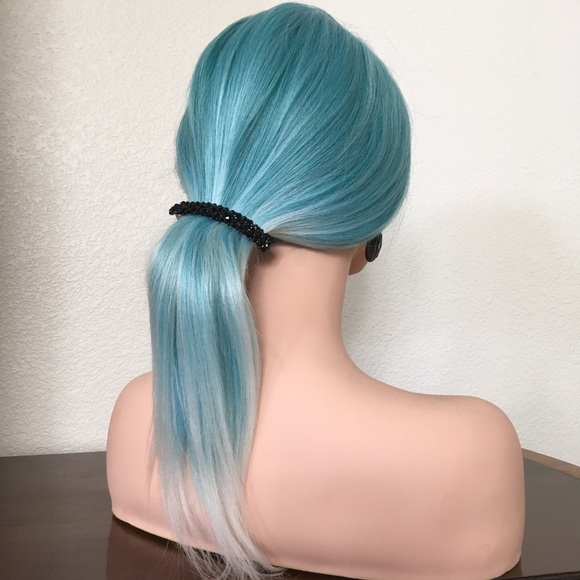 Other | Turquoise Wig Bob Wig With Bangs 16 Inch Long | Poshmark